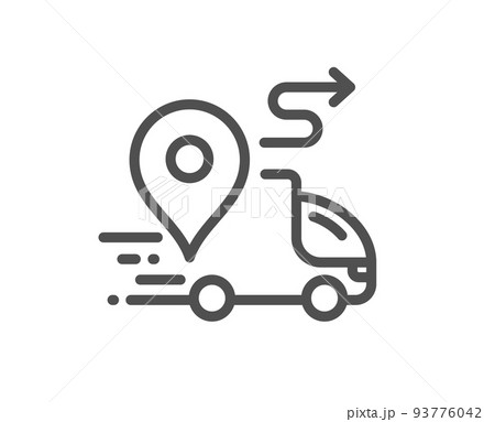 Delivery line icon. Road path sign. Car journey...のイラスト素材 [93776042 ...