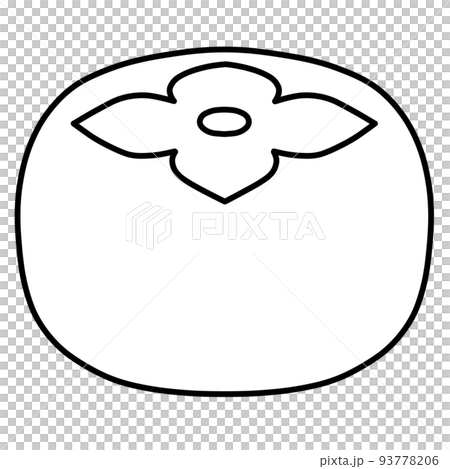 A line drawing of a persimmon drawn with clear... - Stock Illustration ...