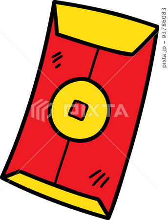 hand drawn Red envelope illustration on...のイラスト素材 [93786083] - PIXTA