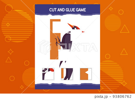 Cut and glue game for kids with birds. Cutting...のイラスト素材 [93806762] - PIXTA