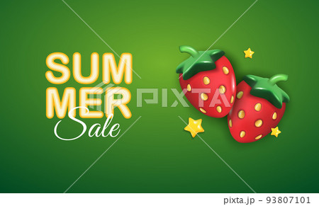 3d Summer design with Strawberry. Summer...のイラスト素材 [93807101] - PIXTA