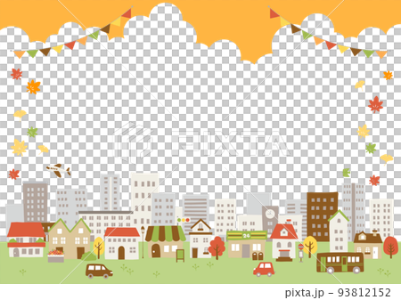 Autumn bustling office district frame - Stock Illustration [93812152 ...