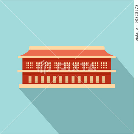 Red building icon, flat styleのイラスト素材 [93828578] - PIXTA
