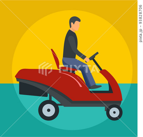 Man at grass cutting machine icon, flat styleのイラスト素材 [93828706] - PIXTA