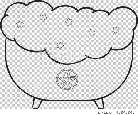 cute Halloween witch cauldron outline element - Stock Illustration ...