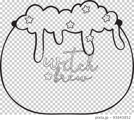 cute Halloween witch cauldron outline element - Stock Illustration ...