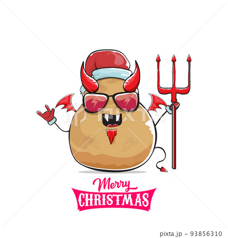 vector funny cartoon cute demon potato with...のイラスト素材 [93856310] - PIXTA