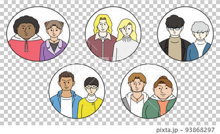Couple, brother and sister combined use icon set - Stock Illustration ...