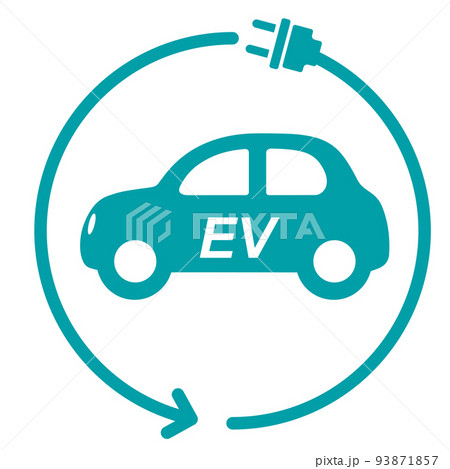 EV 電気自動車のアイコン 単色 イラスト ピクトグラム 充電プラグ 再生エネルギー SDGsのイラスト素材 [93871857] - PIXTA