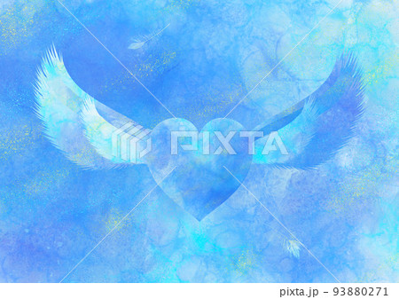Blue Hearts With Wings Background Blue Heart With Wings Icon Isolated