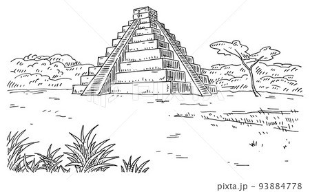 Mayan Pyramid Drawing