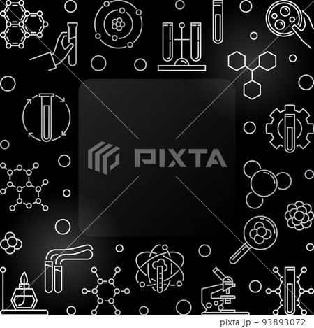 Chemistry vector outline silver frame. Chemical...のイラスト素材 [93893072 ...