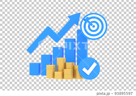 3D. blue rising arrow, profit bar graph and... - Stock Illustration ...
