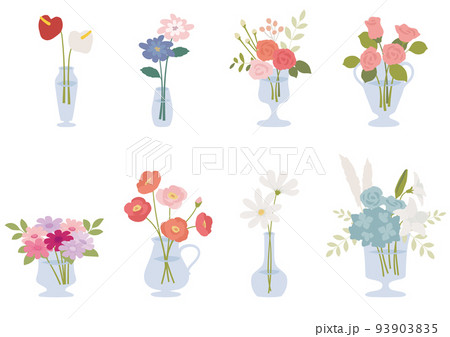 花瓶に入った花のイラストセットのイラスト素材 [93903835] - PIXTA