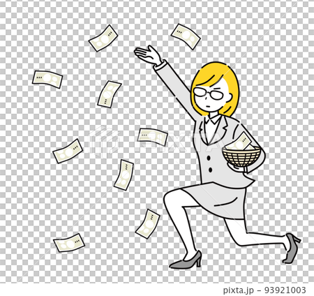business woman throwing money - Stock Illustration [93921003] - PIXTA