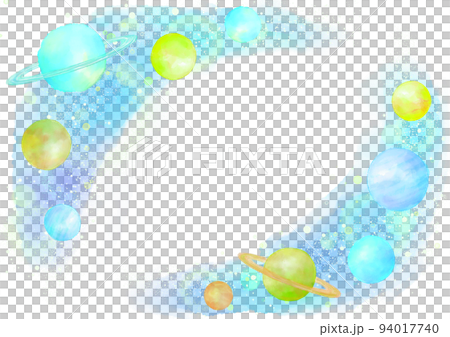 space background frame with floating planets - Stock Illustration ...