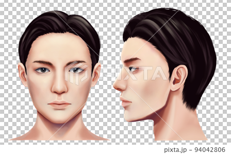 Realistic male illustration front and profile... - Stock Illustration ...