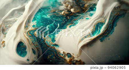 Spectacular teal and white ink swirled around....のイラスト素材 [94062905] - PIXTA