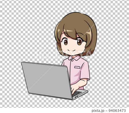 PCを使う看護師の女性のイラスト素材 [94063473] - PIXTA