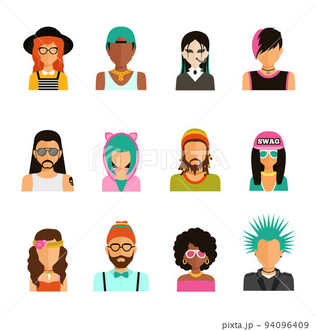 Subculture People Portraits Setのイラスト素材 [94096409] - PIXTA