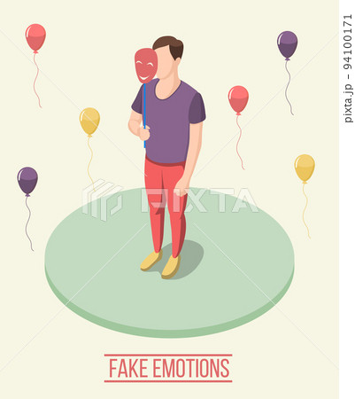 Fake Emotions Isometric Compositionのイラスト素材 [94100171] - PIXTA