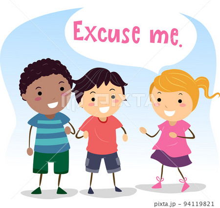 Stickman Kids Social Skills Say Excuse Meのイラスト素材 [94119821] - PIXTA