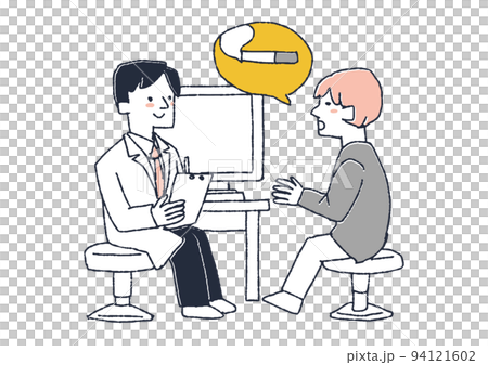 A man who consults a doctor at a smoking... - Stock Illustration ...
