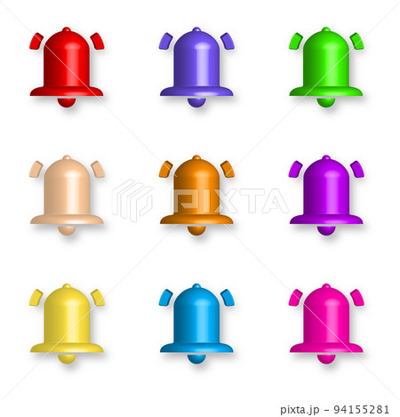 Set of colored bells, 3D vector illustration.のイラスト素材 [94155281] - PIXTA