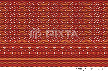 Red and Orange Embroidery Pattern, Knitted...のイラスト素材 [94162942] - PIXTA