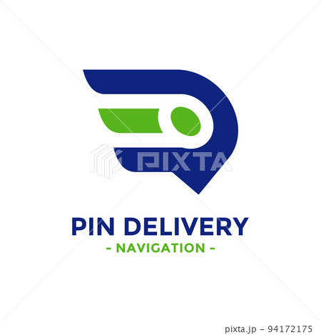 Pin delivery logo design template. Speed symbol...のイラスト素材 [94172175 ...