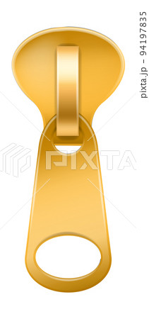 Zipper puller. Realistic golden closing fabric...のイラスト素材 [94197835] - PIXTA