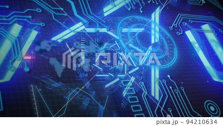 Digital composite image of glowing blue...のイラスト素材 [94210634] - PIXTA