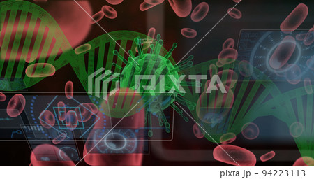 Image of red blood cells, dna strand spinning,...のイラスト素材 [94223113] - PIXTA