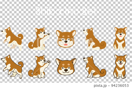 Simple and cute Shiba Inu illustration set... - Stock Illustration ...