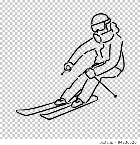 People skiing line drawing - Stock Illustration [94236520] - PIXTA