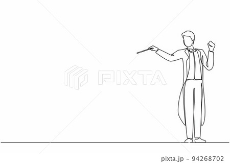Single continuous line drawing man music...のイラスト素材 [94268702] - PIXTA