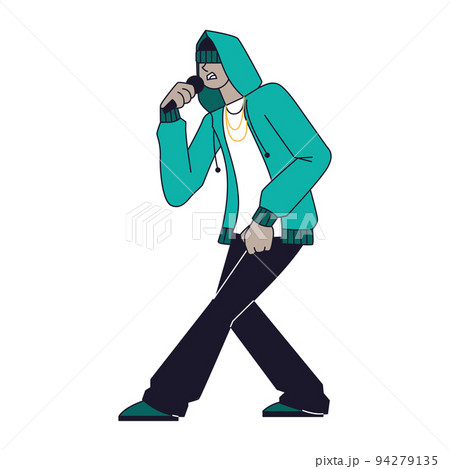 Isolated cute male character rapping Vectorのイラスト素材 [94279135] - PIXTA