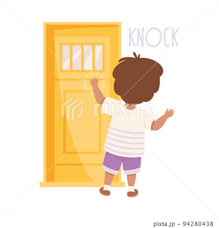 Little Boy Knocking at the Door as...のイラスト素材 [94280438] - PIXTA