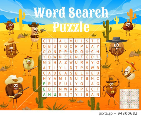 Word search puzzle game worksheet. Wild west...のイラスト素材 [94300682] - PIXTA