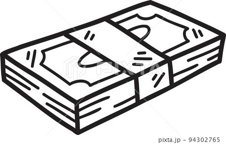 Hand Drawn stack of banknotes illustrationのイラスト素材 [94302765] - PIXTA