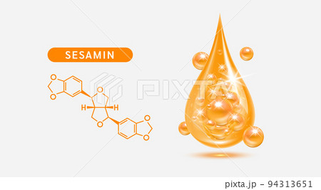 Sesamin drop and structure black sesame extract...のイラスト素材 [94313651 ...