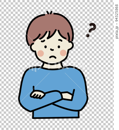팔짱 고민하는 남자 - 스톡일러스트 [94325868] - PIXTA