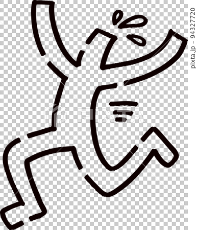 Stickman running away in a hurry - Stock Illustration [94327720] - PIXTA