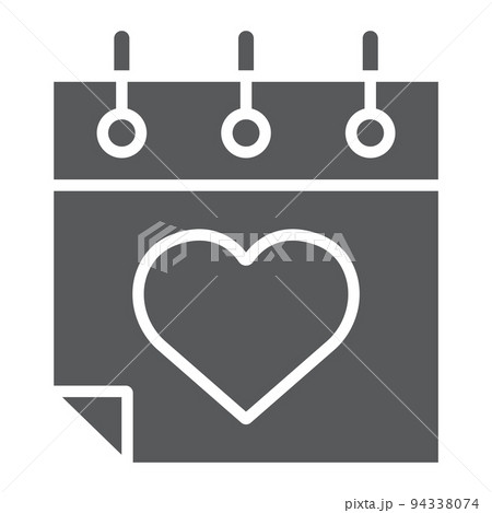 Valentines day calendar glyph icon, february...のイラスト素材 [94338074] - PIXTA