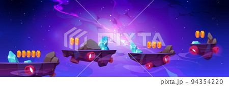 Space game, mobile arcade with flying platformsのイラスト素材 [94354220] - PIXTA