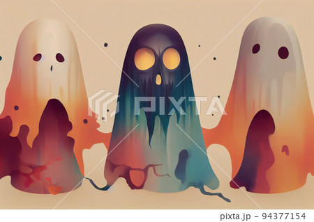 Ghost for Halloween, Set of multi-colored...のイラスト素材 [94377154] - PIXTA
