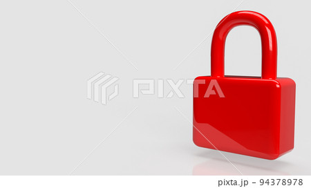red color lock on white background 3d renderingのイラスト素材 [94378978] - PIXTA