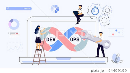 DevOps Concept Tiny Programmers Practice...のイラスト素材 [94409199] - PIXTA