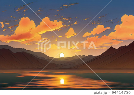 Taleqan, Iran - August 4th 2021 Sunset over theのイラスト素材 [94414750] - PIXTA