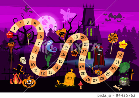 Halloween Game board with characters and candy....のイラスト素材 [94435762 ...